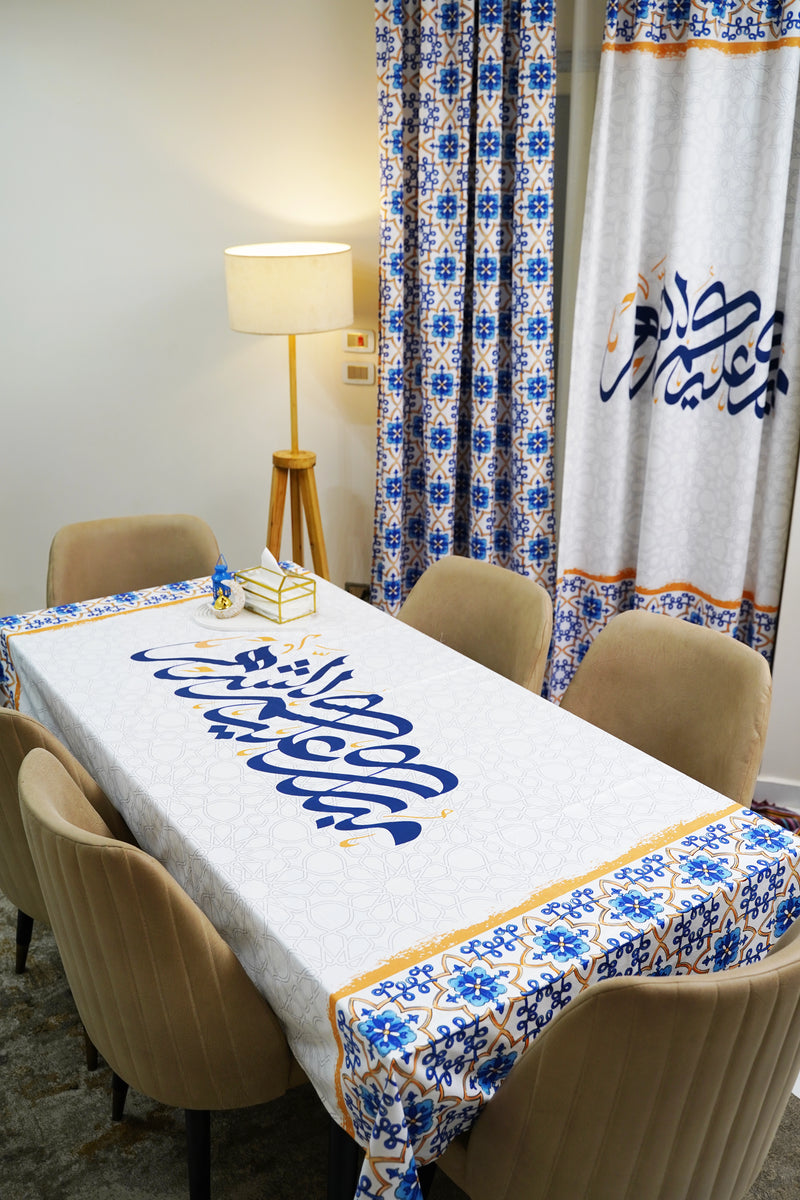 Blue Orange Islamic Tiles Ramadan Tablecloth – Stara