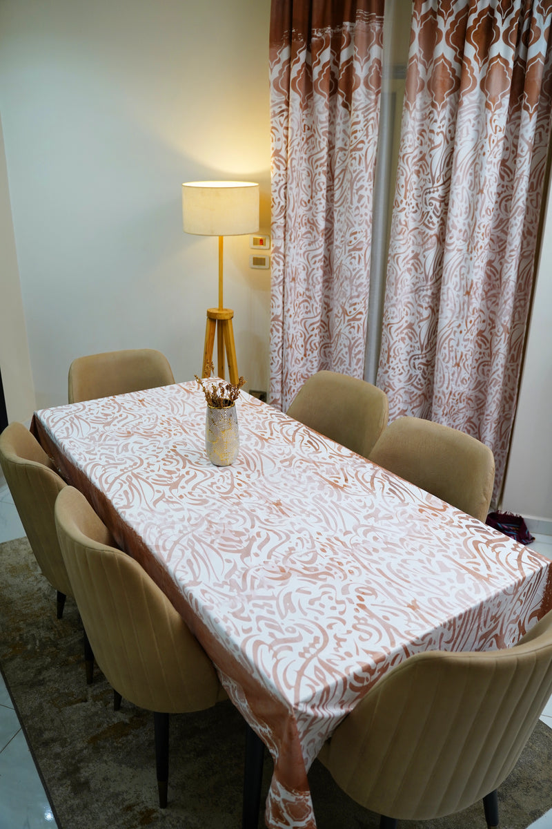 Brown Water Color Arabic Calligraphy Letters Ramadan Tablecloth – Stara
